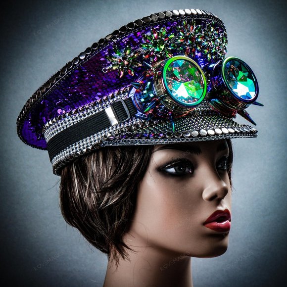 ILOVEMASKS | Accessories | Steampunk Burning Man Captain Cap 3d Goggle ...